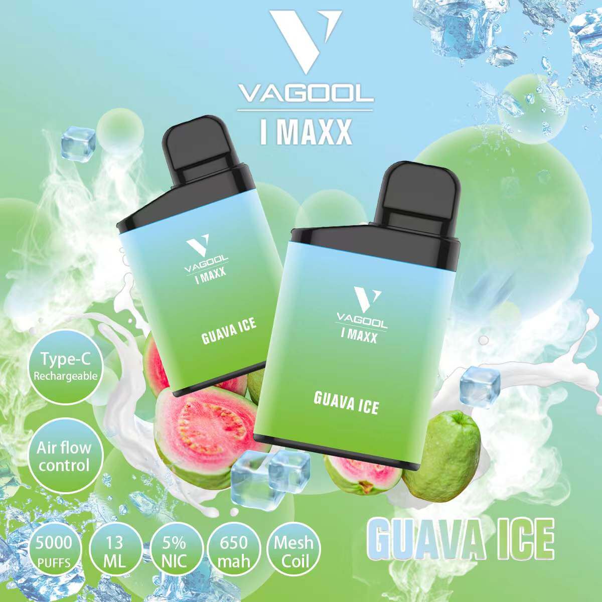 Vagool imaxx 5000 puffs disposable vape device wholesale ( Guava ice ...